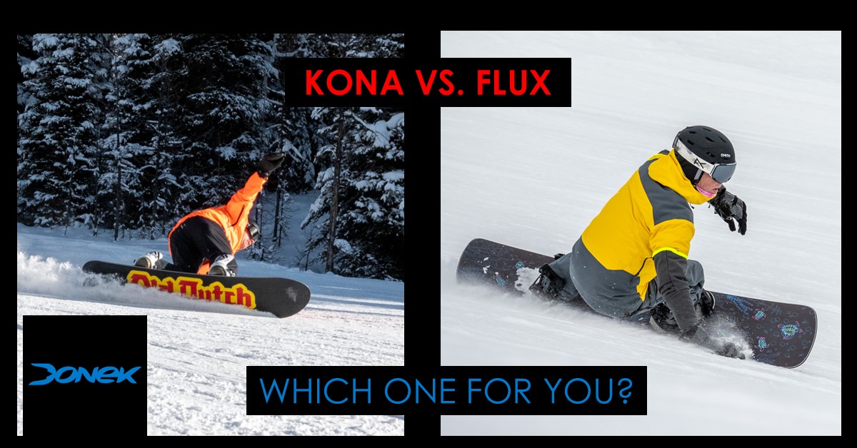 Kona vs Flux Snowboard Comparison | Donek Snowboards Buyer’s Guide